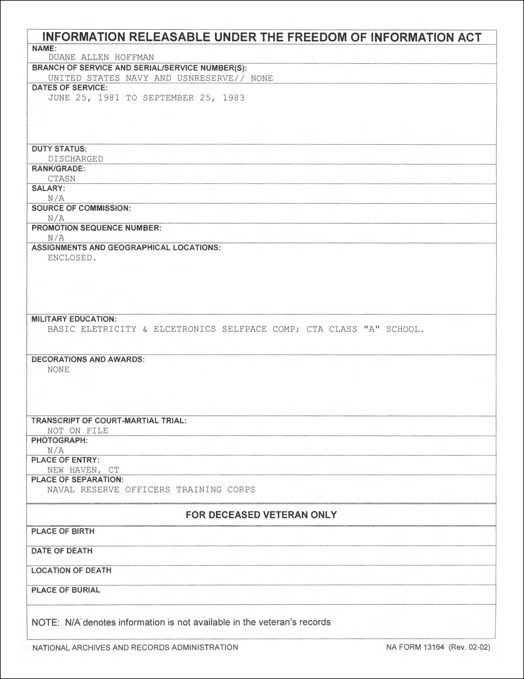 nprc-foia-summary sheet